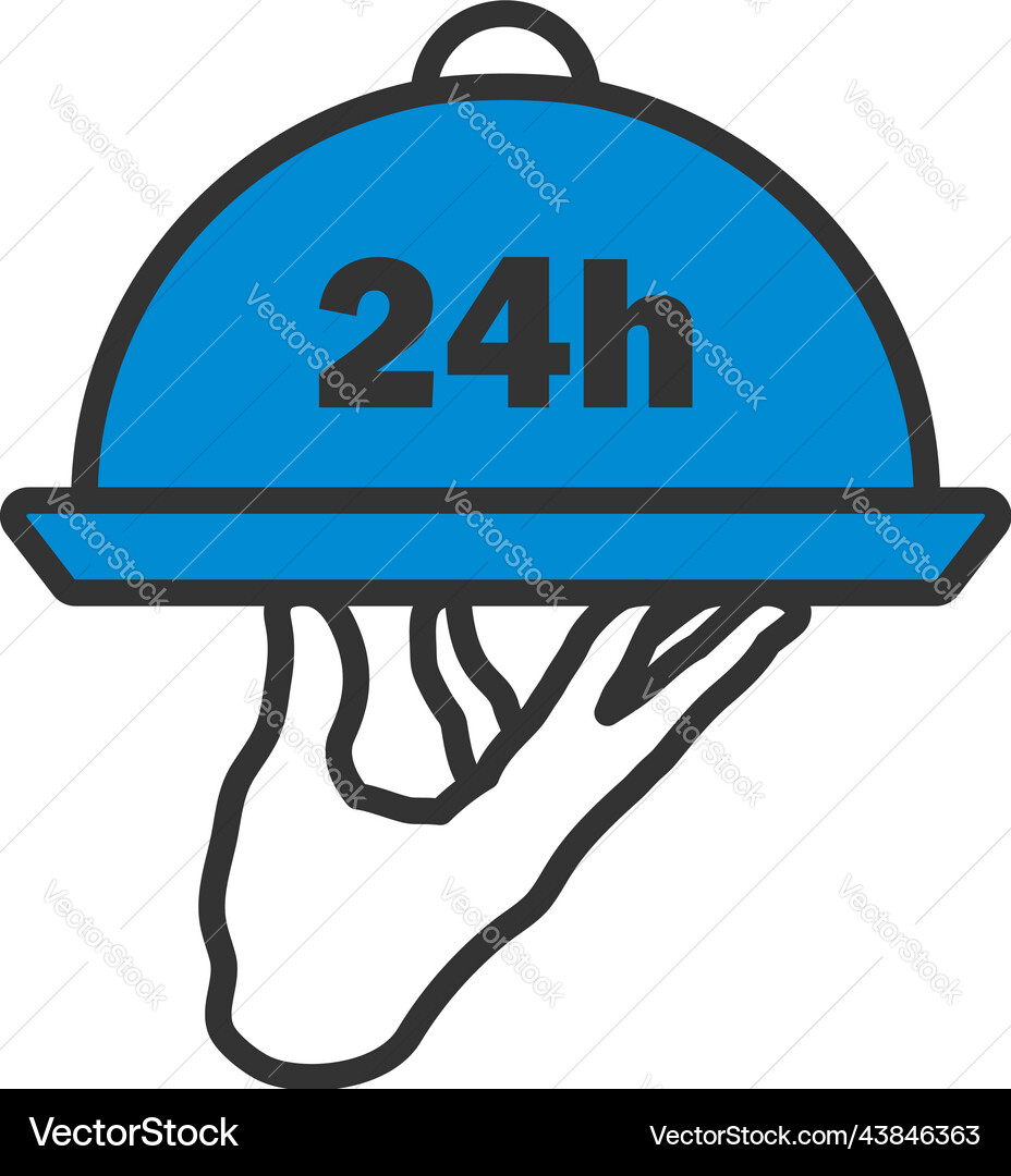 24 hour room service icon Royalty Free Vector Image