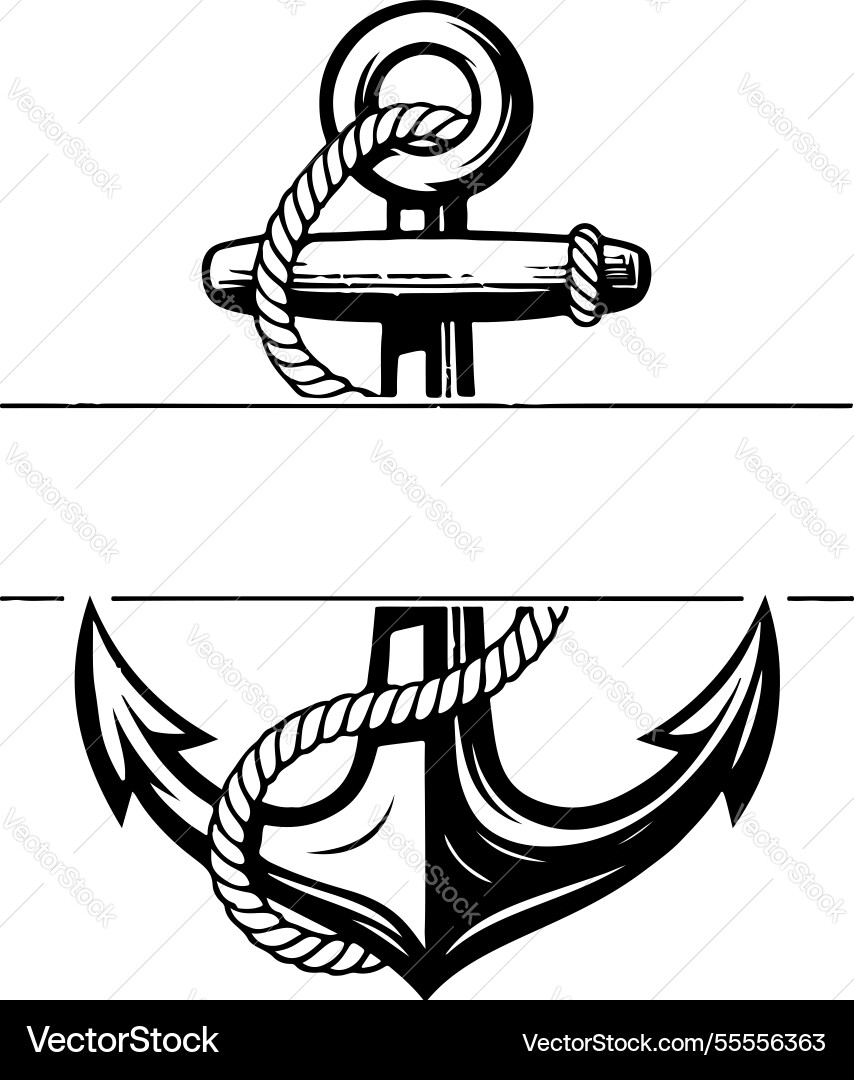 Anchor in engraving style design element for Vector Image