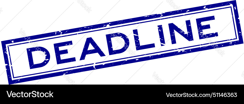 Grunge blue deadline word square rubber stamp Vector Image