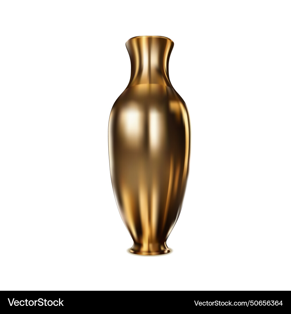 3d glossy golden vase with shadow on white Vector Image