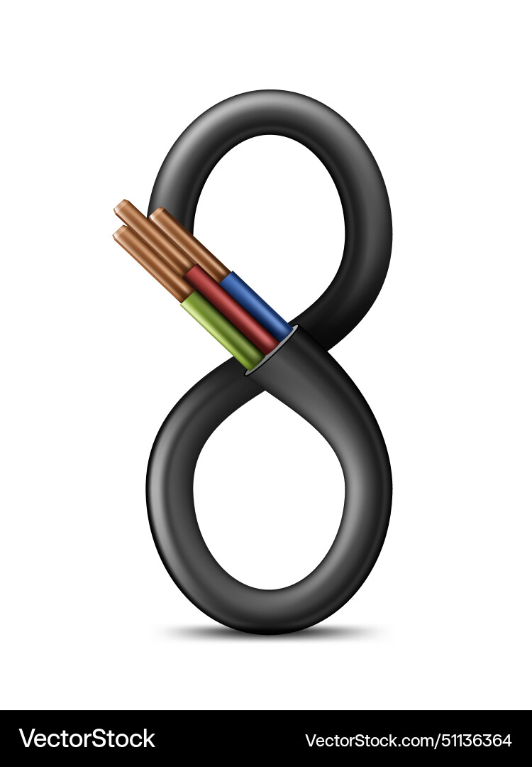 3d infinity shape flexible wire electrical cable Vector Image