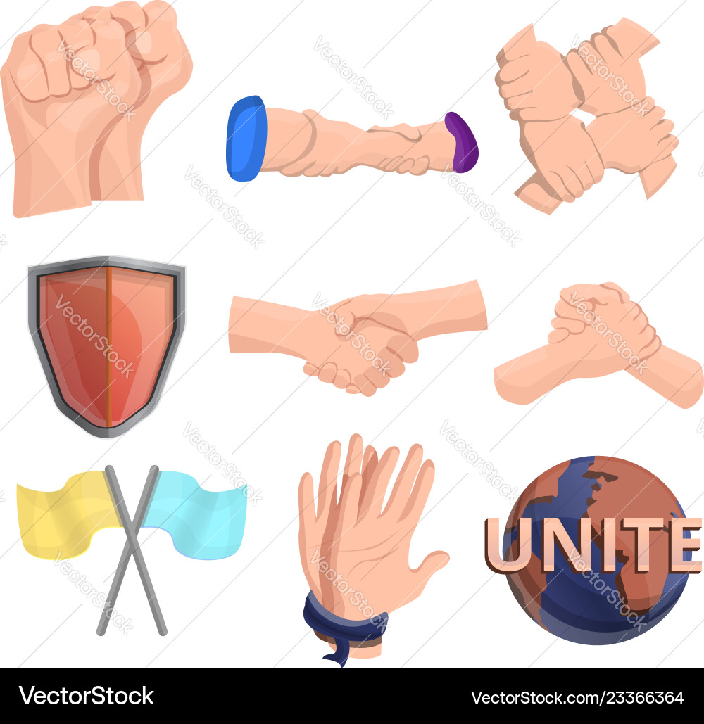 Brotherhood icon set cartoon style Royalty Free Vector Image