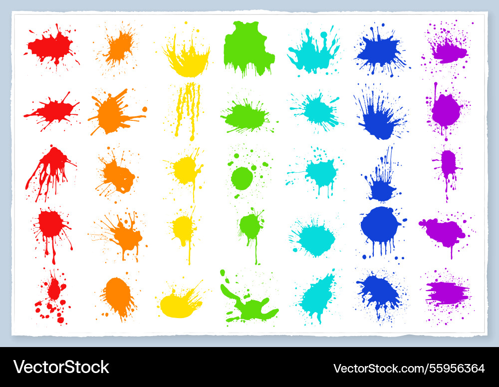 Colorful ink drops and paint splashes hand drawn Vector Image