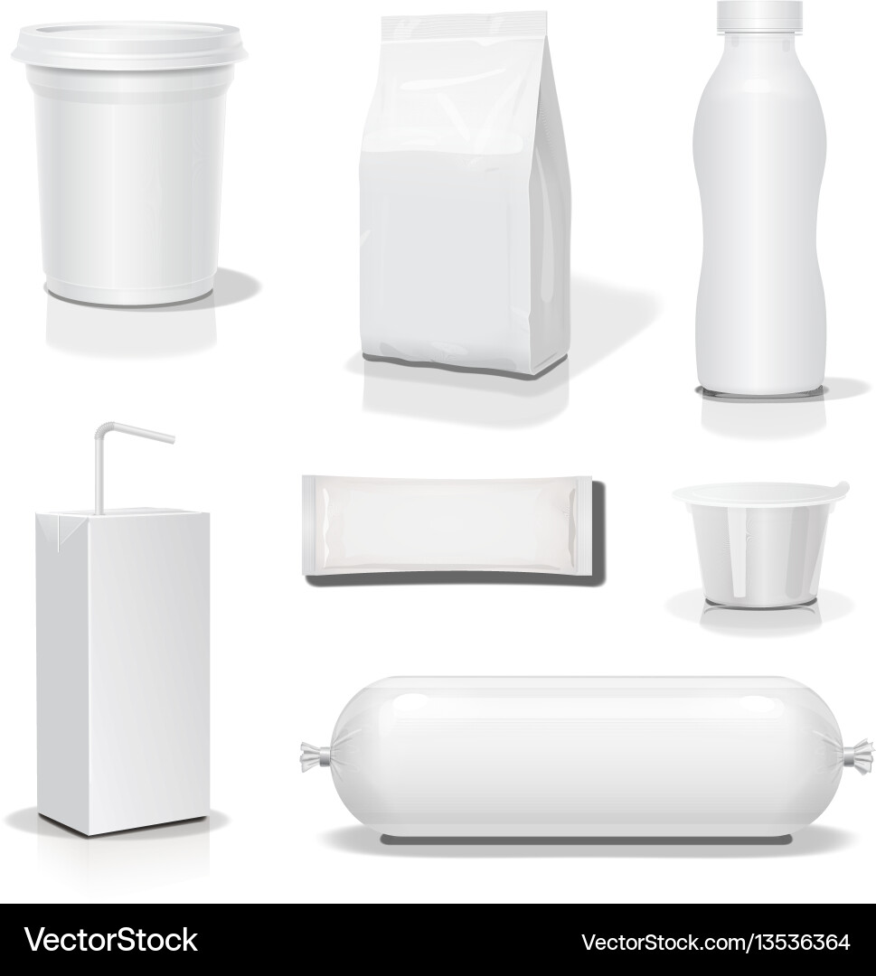 Food and drink blank packaging set Royalty Free Vector Image