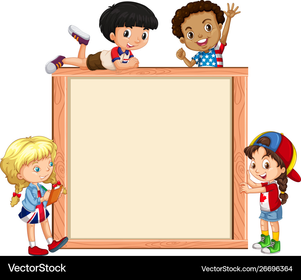 Frame template with happy kids Royalty Free Vector Image