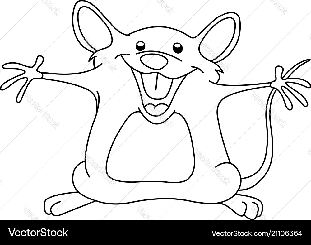 Outlined happy mouse Royalty Free Vector Image