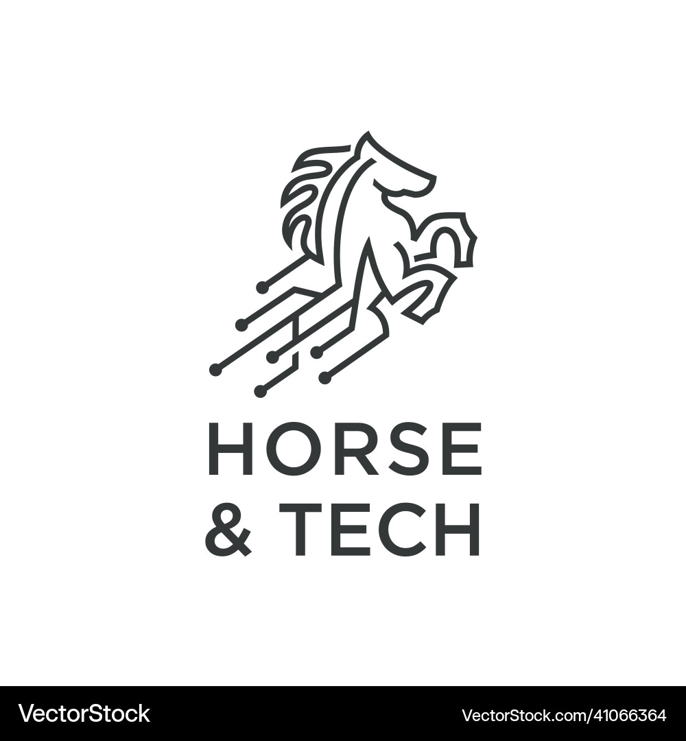 Tech horse line art icon logo Royalty Free Vector Image
