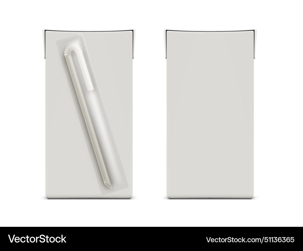 3d juice box packing with straw front view Vector Image