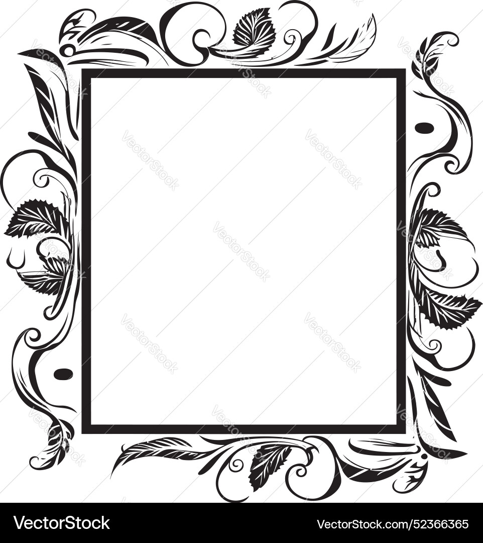 Artistic fusion decorative frame logo in black Vector Image