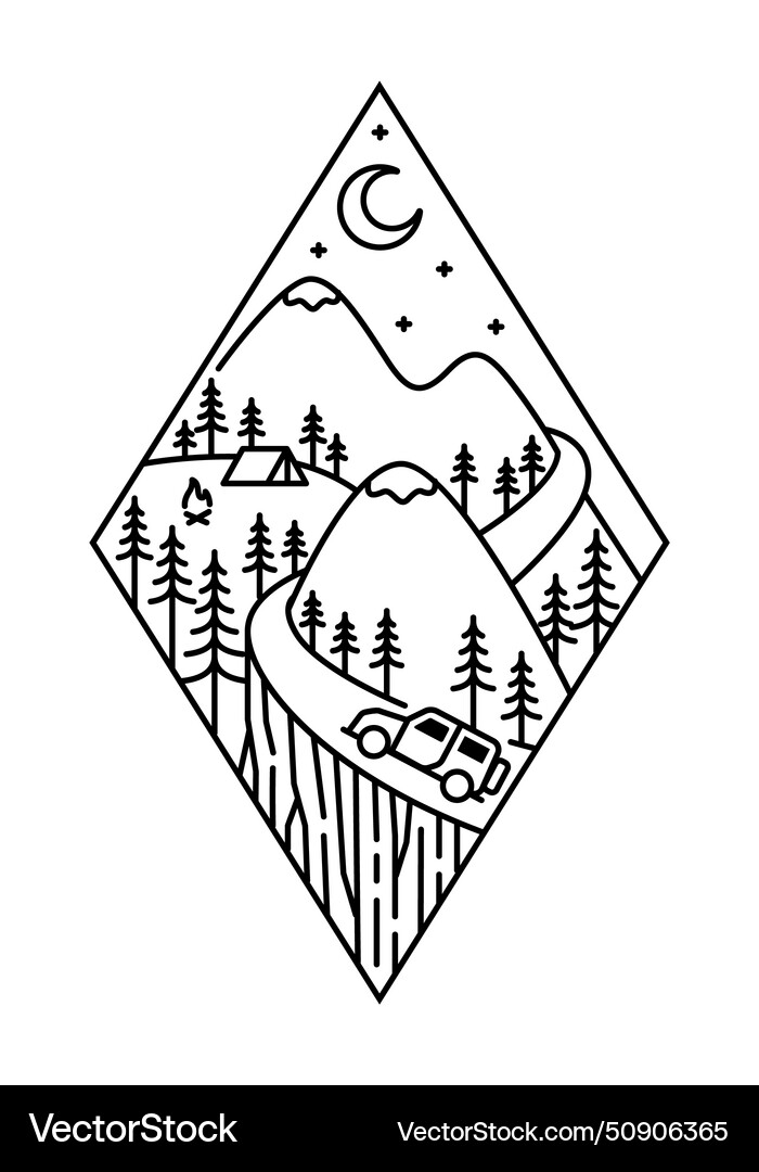 Beautiful nature line art Royalty Free Vector Image