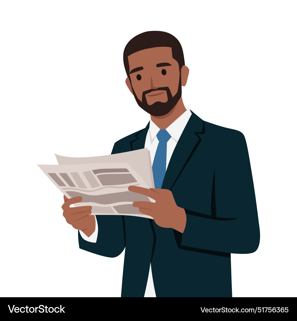 Business man reading holding opened newspaper Vector Image