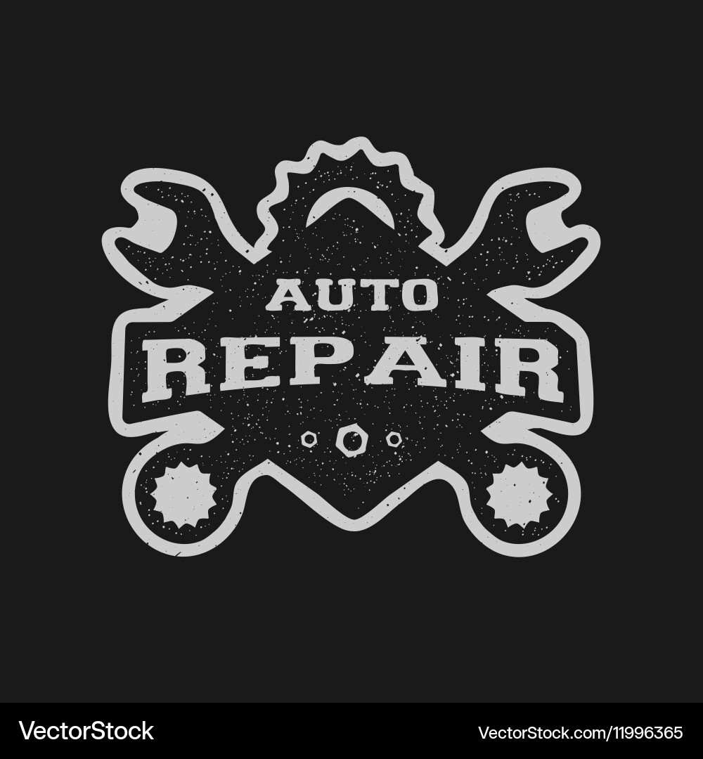 Car repair monochrome emblem Royalty Free Vector Image