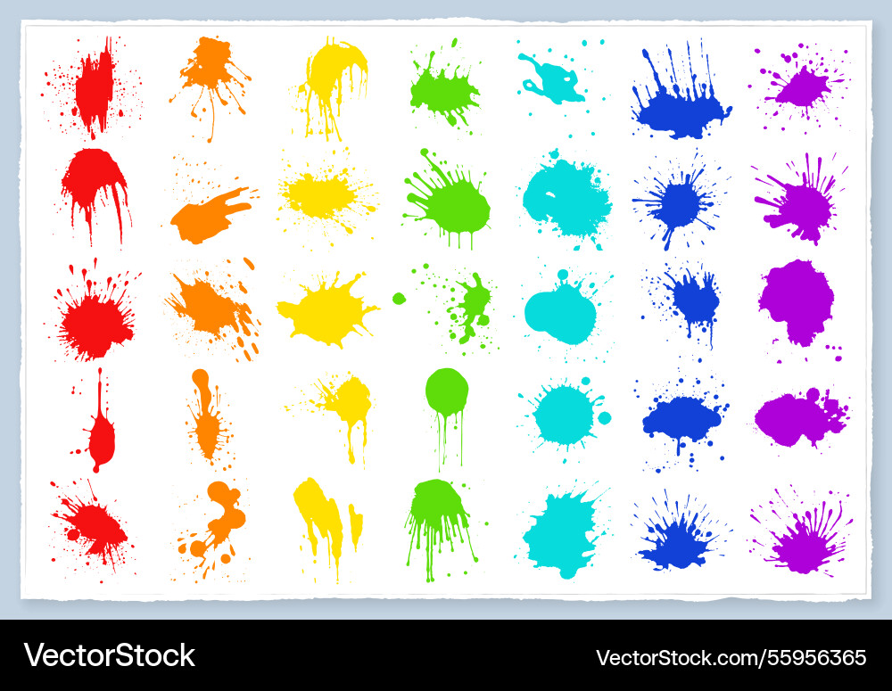 Colorful ink drops and paint splashes hand drawn Vector Image
