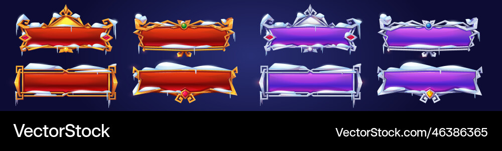 Medieval rpg game ui button frame with snow cap Vector Image