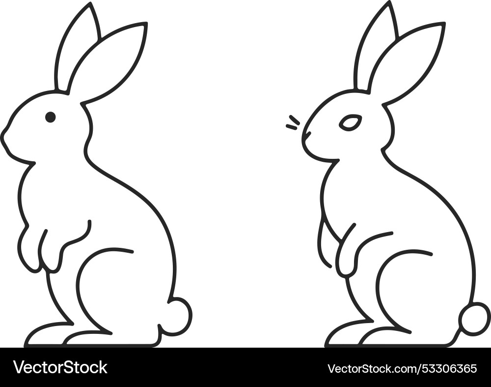 Rabbit icon outline design isolated Royalty Free Vector
