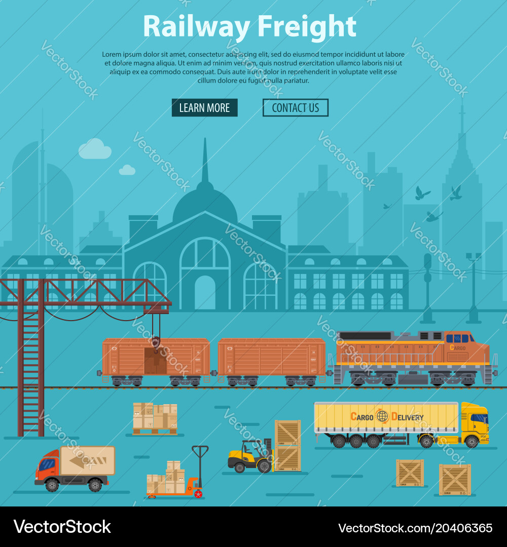 Railway freight delivery and logistics Royalty Free Vector