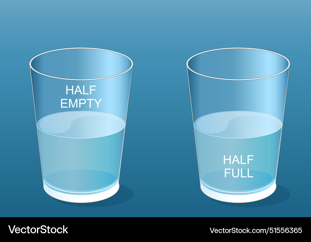 Two glasses half empty or full Royalty Free Vector Image