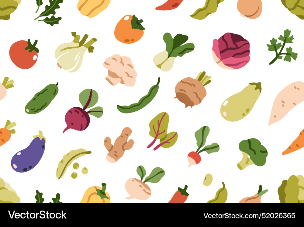 Vegetable pattern seamless print vegetarian food Vector Image