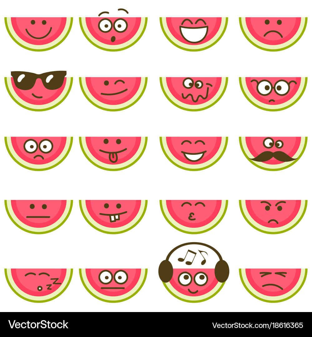 Watermelons with smiley faces Royalty Free Vector Image