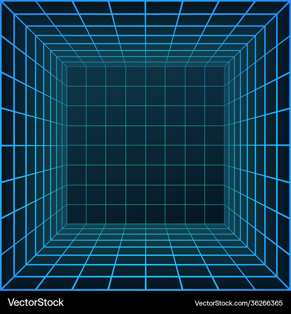 Wireframe room sci-fi futuristic building Vector Image