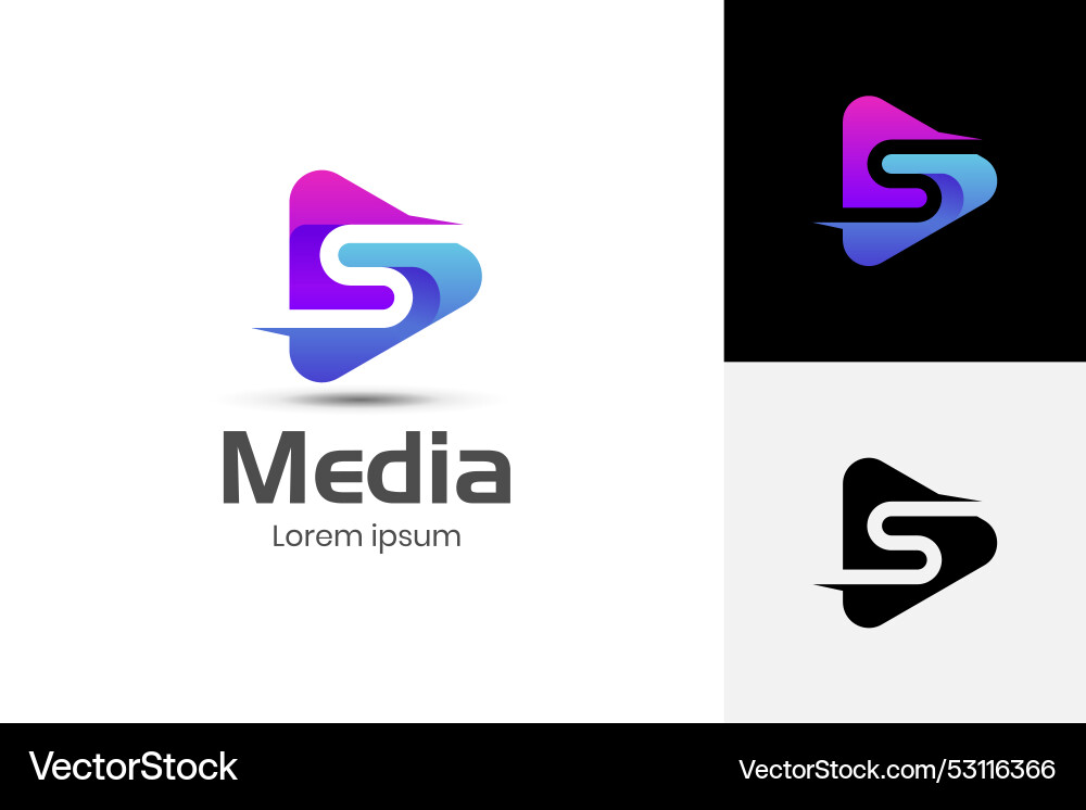 Abstract letter s with play icon logo design Vector Image