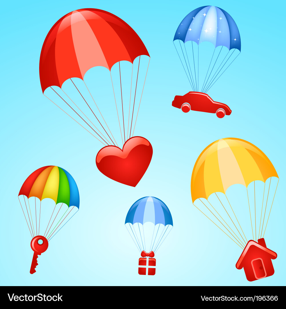 Colorful Gifts on Parachutes Royalty Free Vector Image