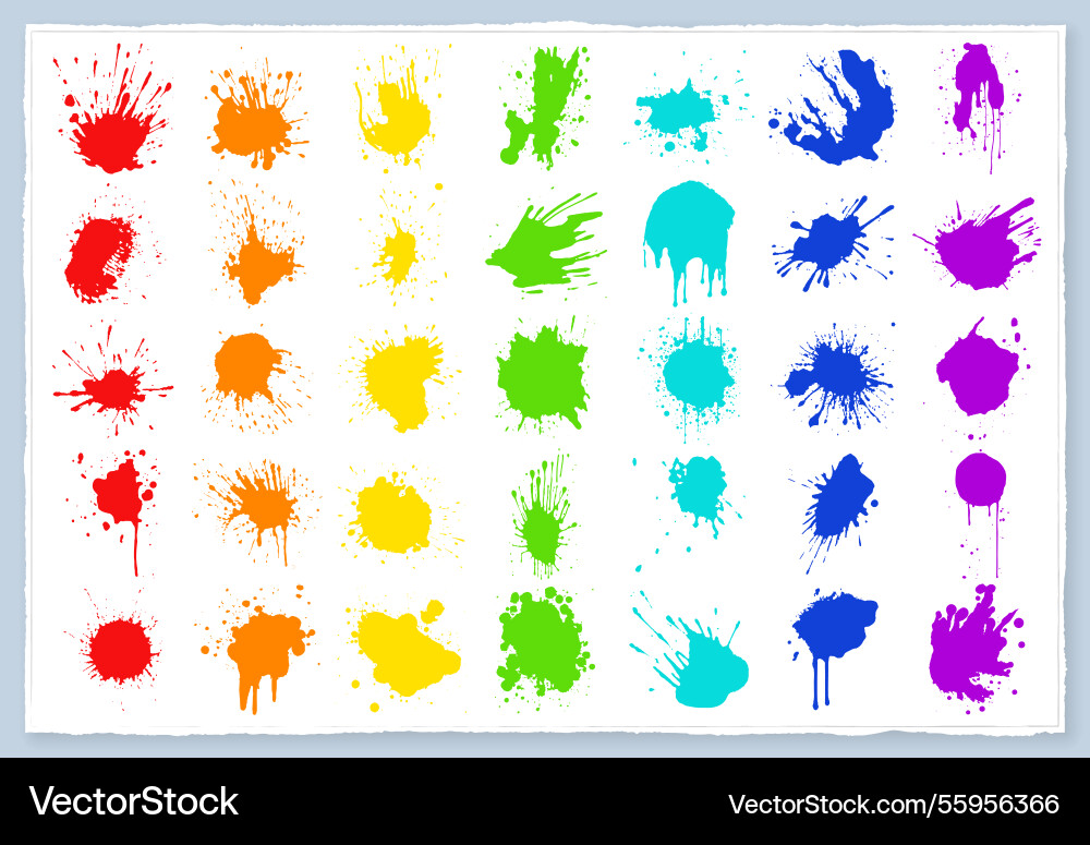 Colorful ink drops and paint splashes hand drawn Vector Image
