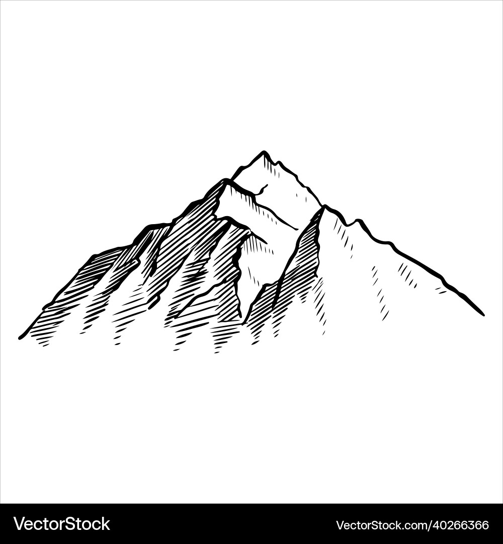 Hand drawn mountain in sketch style isolated Vector Image