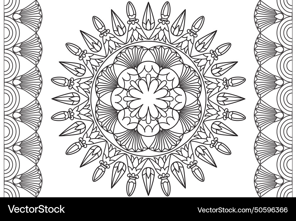 Mandala coloring page for kids and adults Vector Image