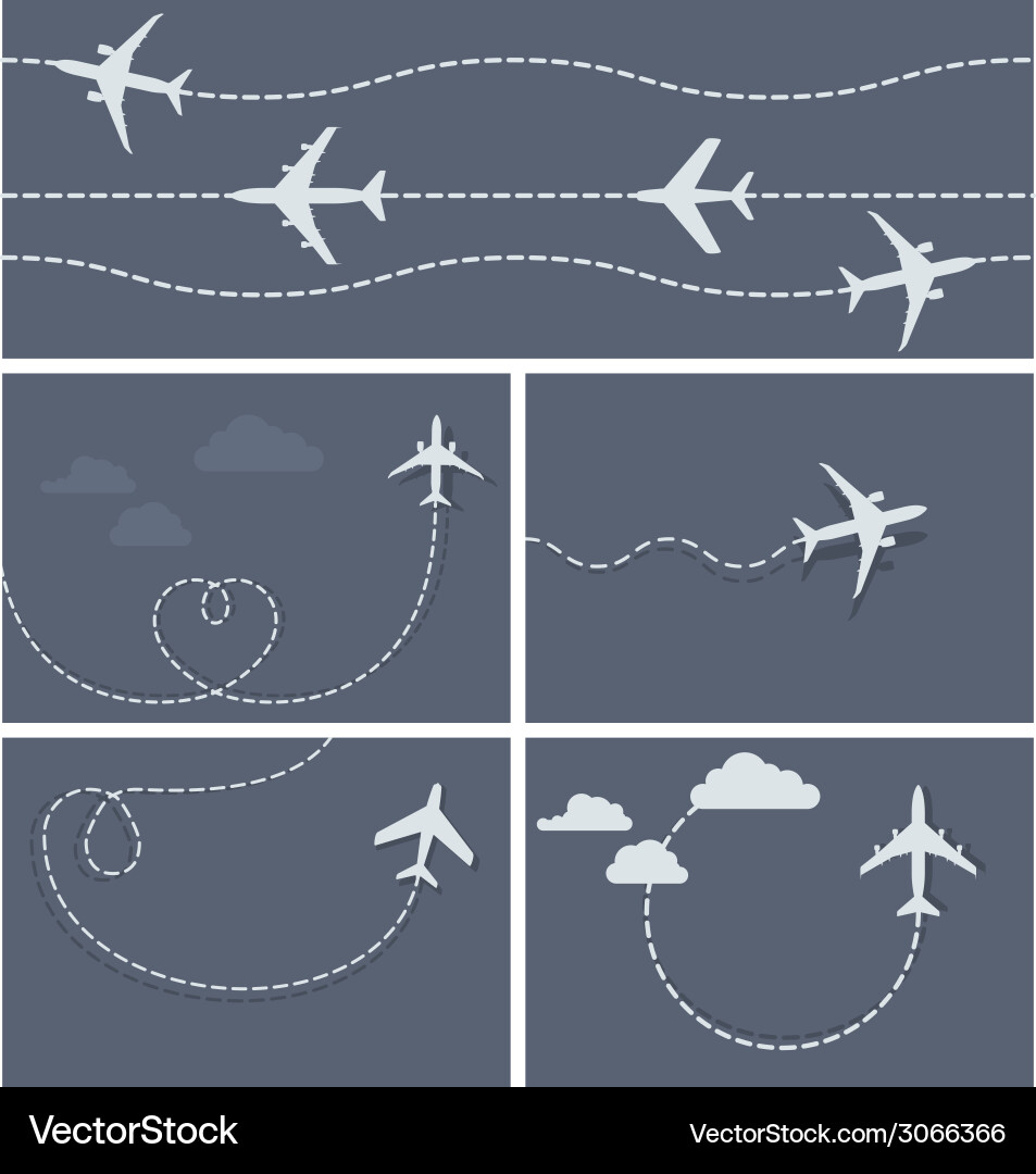 Airplane Dotted Line Loops Vector Images (over 120)