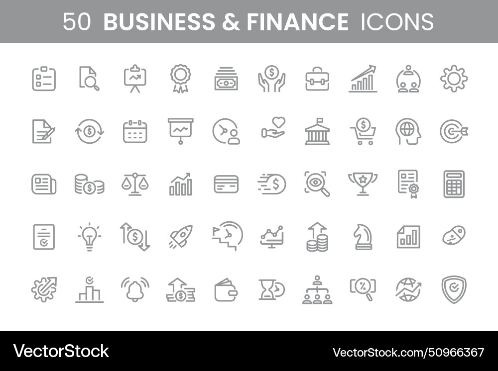 50 business and financial icons Royalty Free Vector Image