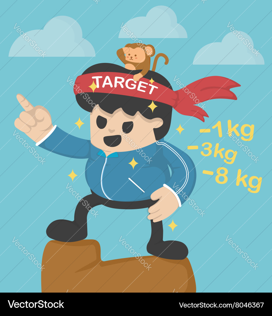 Cartoon exercises weight loss goals Royalty Free Vector
