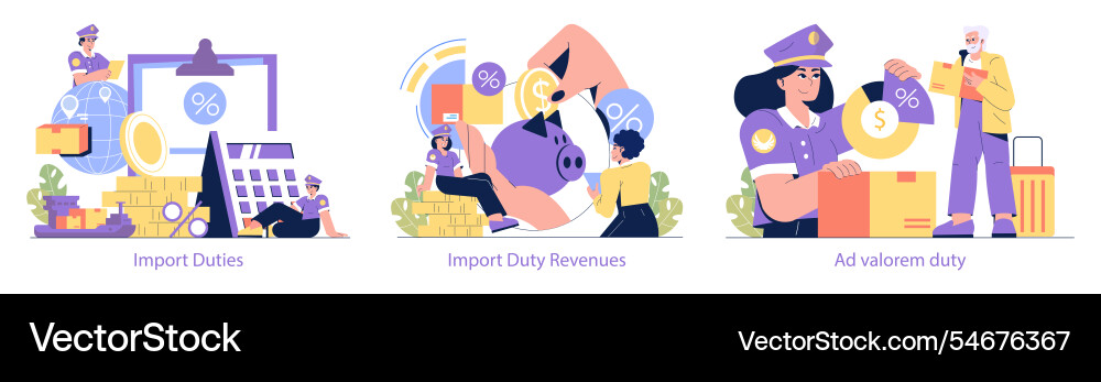 Customs tariffs on imports flat Royalty Free Vector Image
