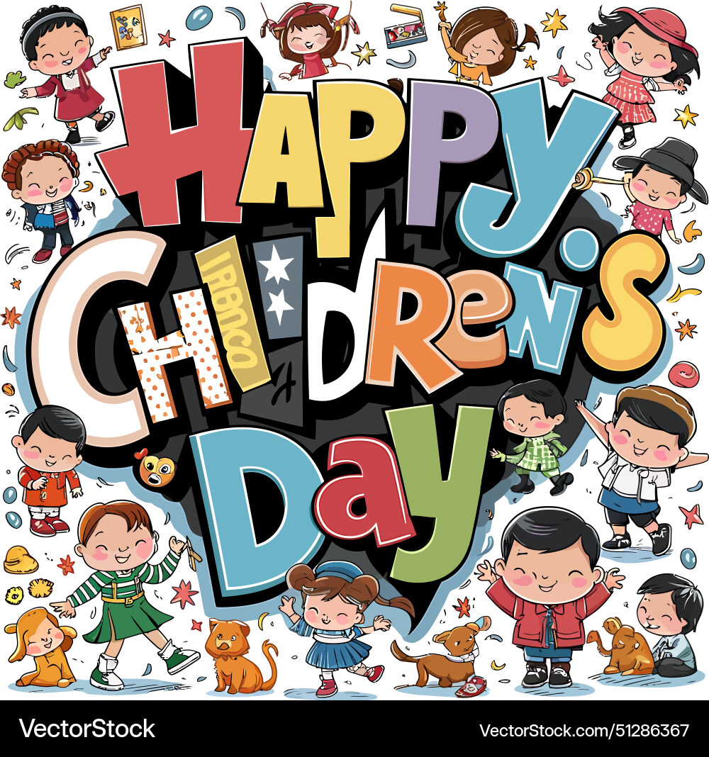 Happy children day card Royalty Free Vector Image