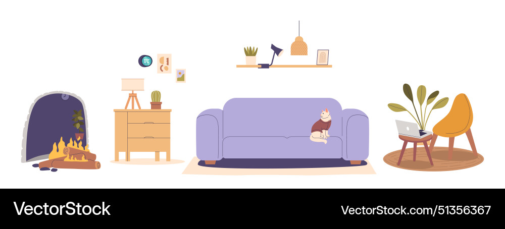 Home interior depicting Royalty Free Vector Image