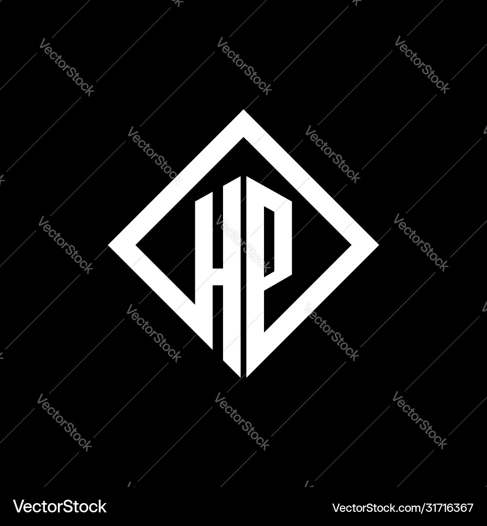 Hp logo monogram with square rotate style design Vector Image