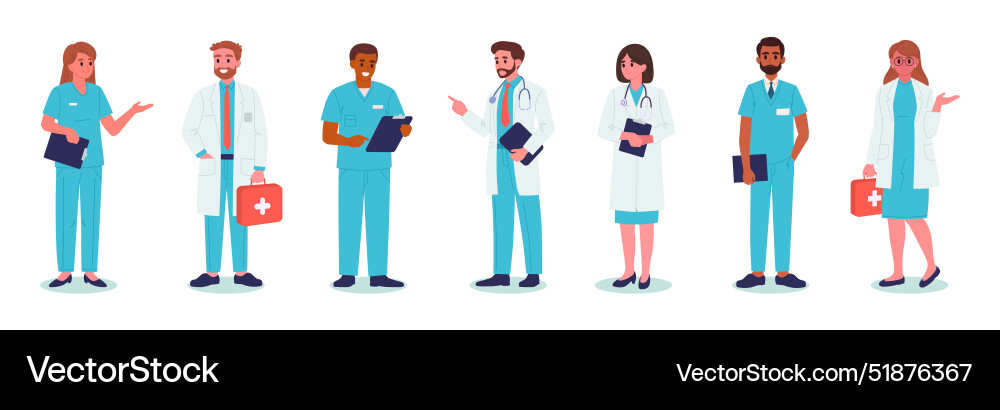 Medical clinic workers doctors and nurses Vector Image