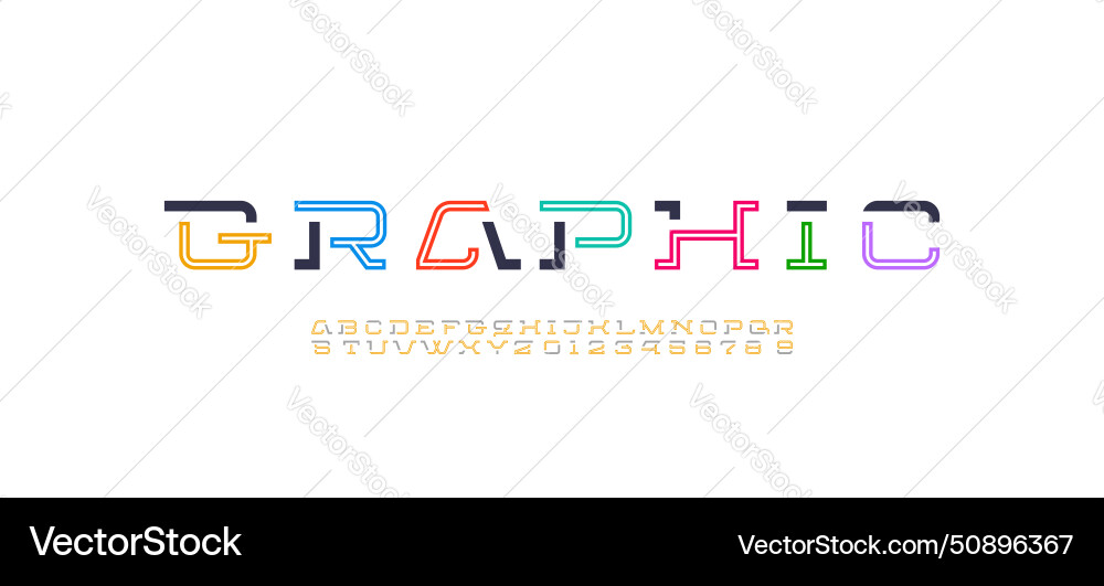 Modern font digital alphabet letters and numbers Vector Image