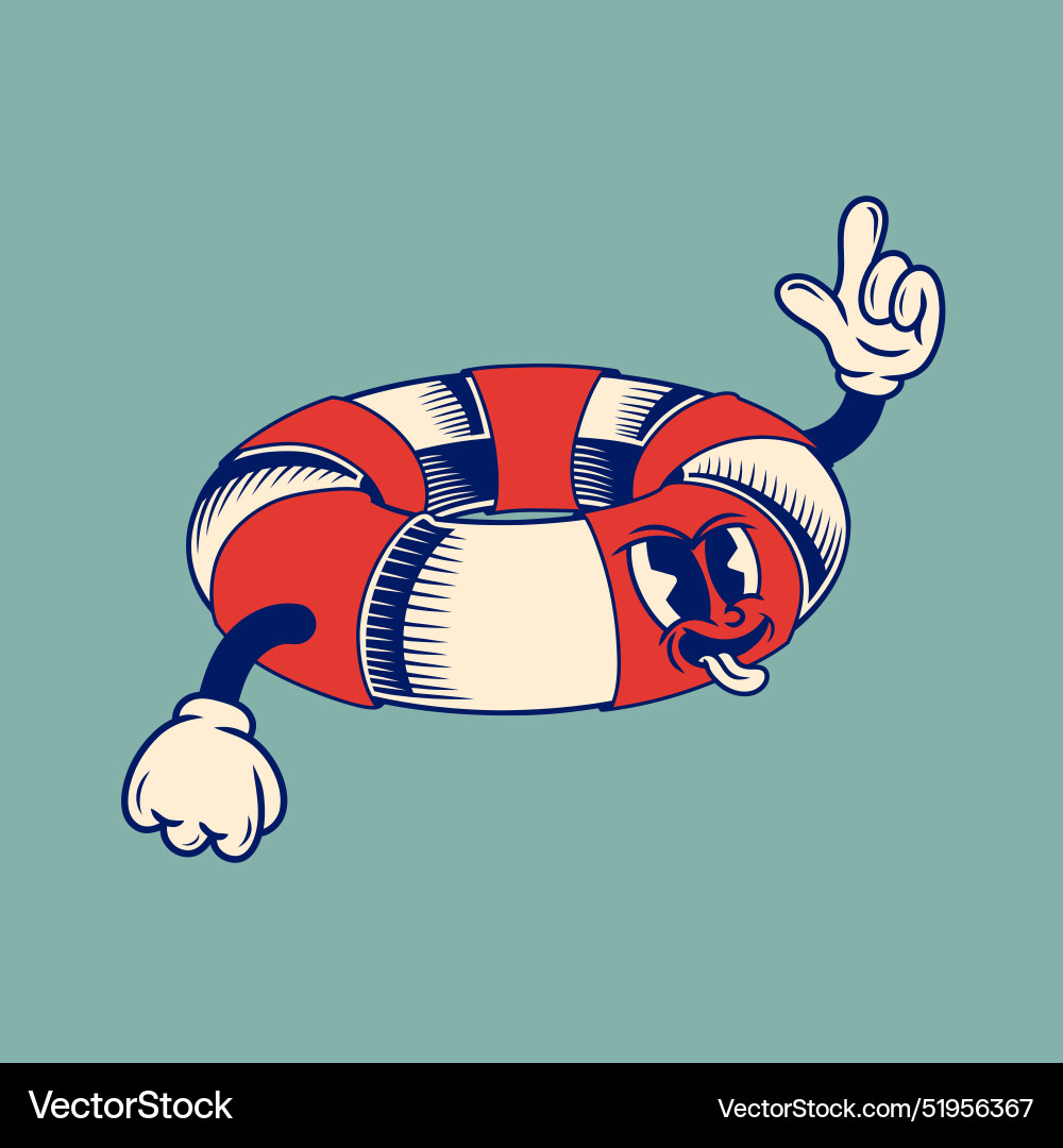 Retro character design from lifebuoy Royalty Free Vector
