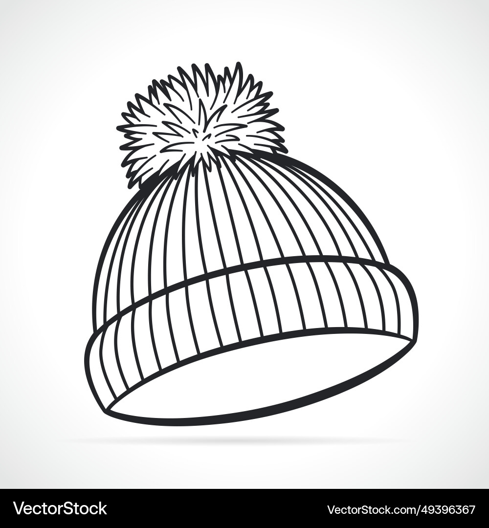 Winter hat black drawing Royalty Free Vector Image