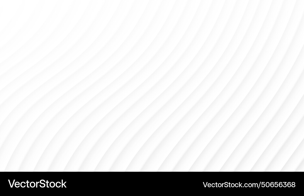 3d abstract white waves with shadow background Vector Image
