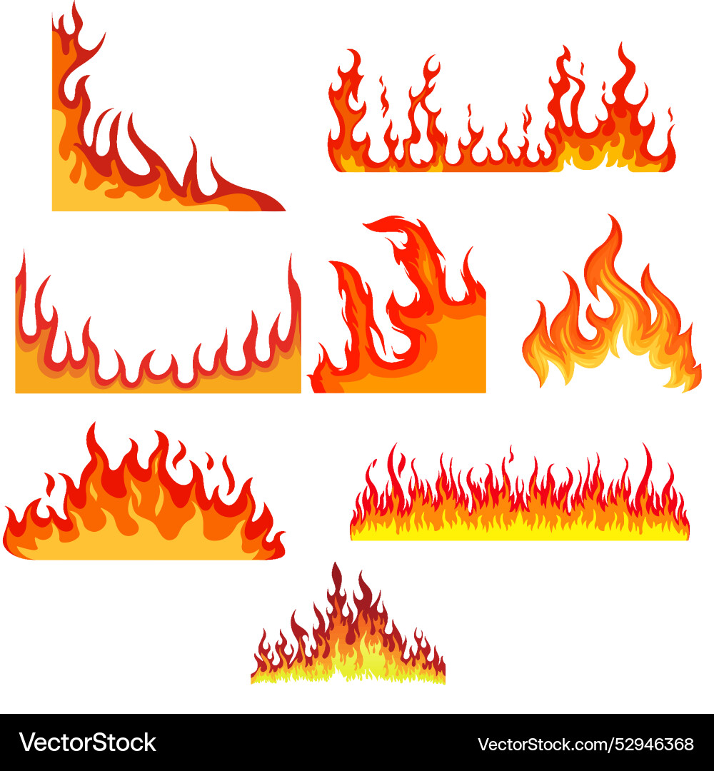 A bunch of icons fire on black background Vector Image