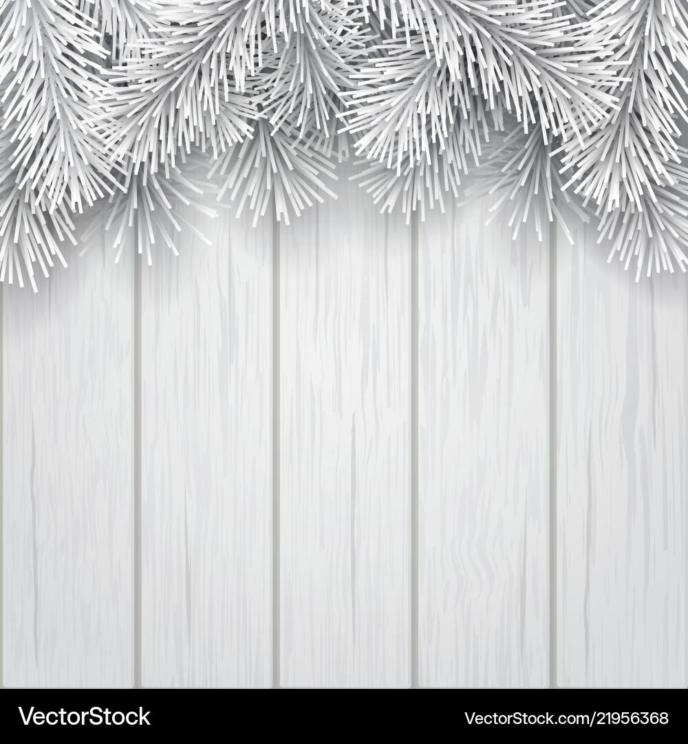 Border artificial christmas tree branch white Vector Image