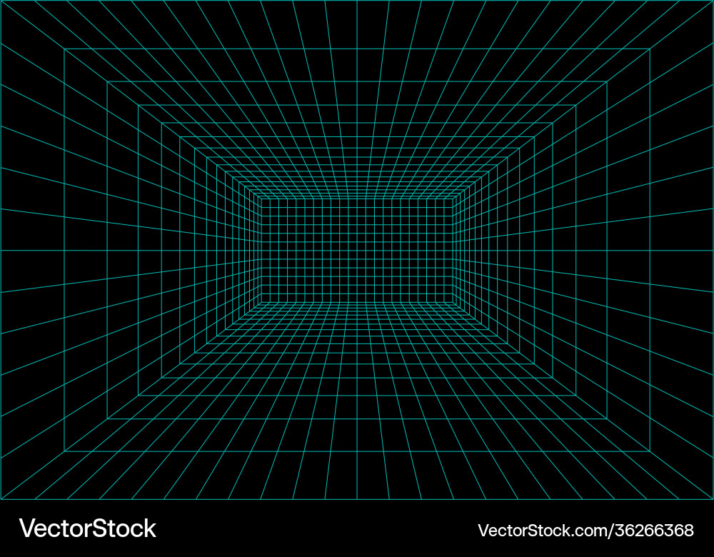 Digital Grid Interior - VR Perspective Royalty Free Vector
