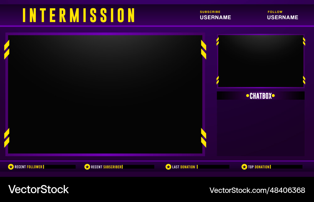 Gaming live stream screen intermission overlay Vector Image