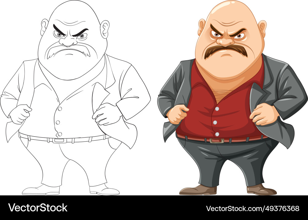 Grumpy kahl mafia man Cartoon Charakter Lizenzfreier Vektor