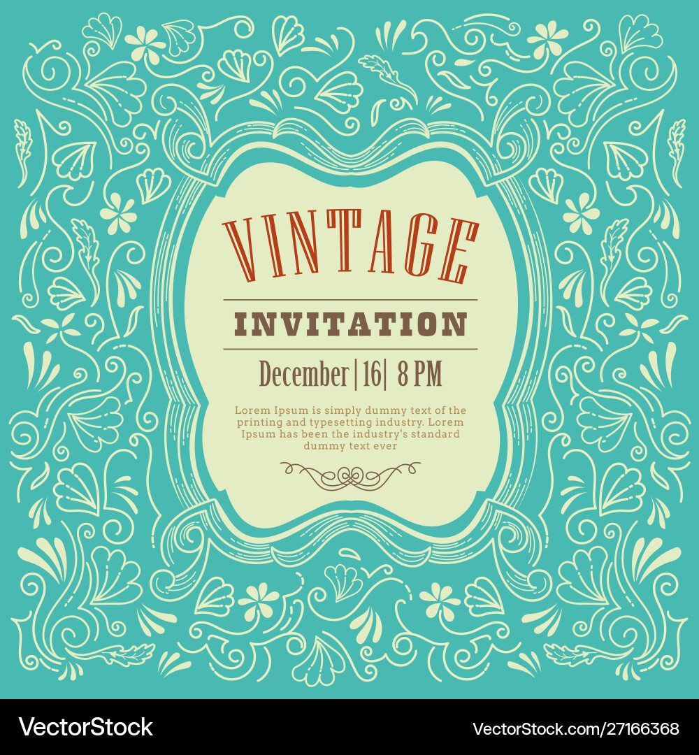 Invitation card design vintage template Royalty Free Vector