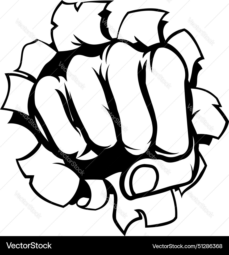 Punching fist through background Royalty Free Vector Image