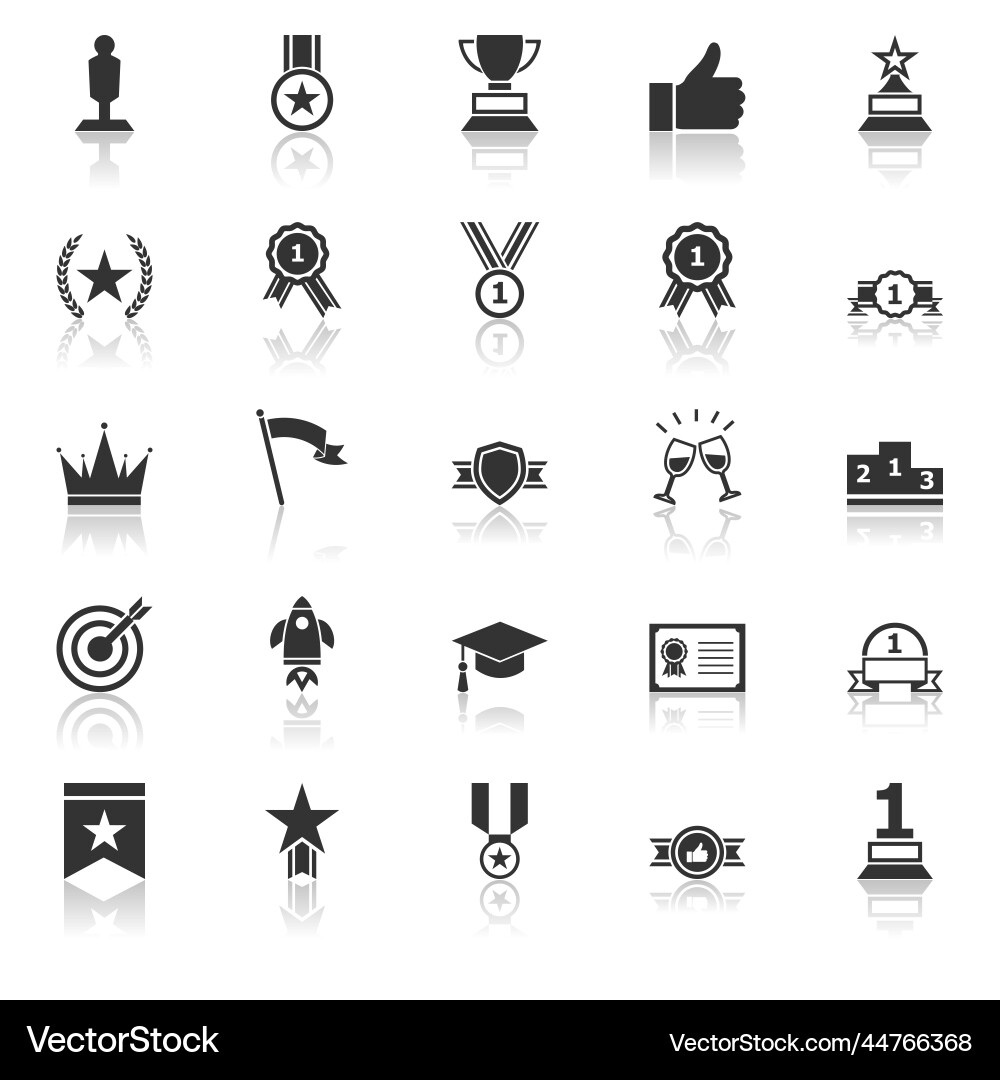 Success icons with reflect on white background Vector Image