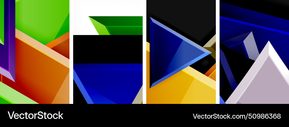 Triangle composition poster background set Vector Image